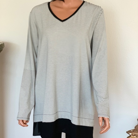 Chico's | Tops | Chicos Tunic Xl Stripes Designer Luxurious Chic | Poshmark